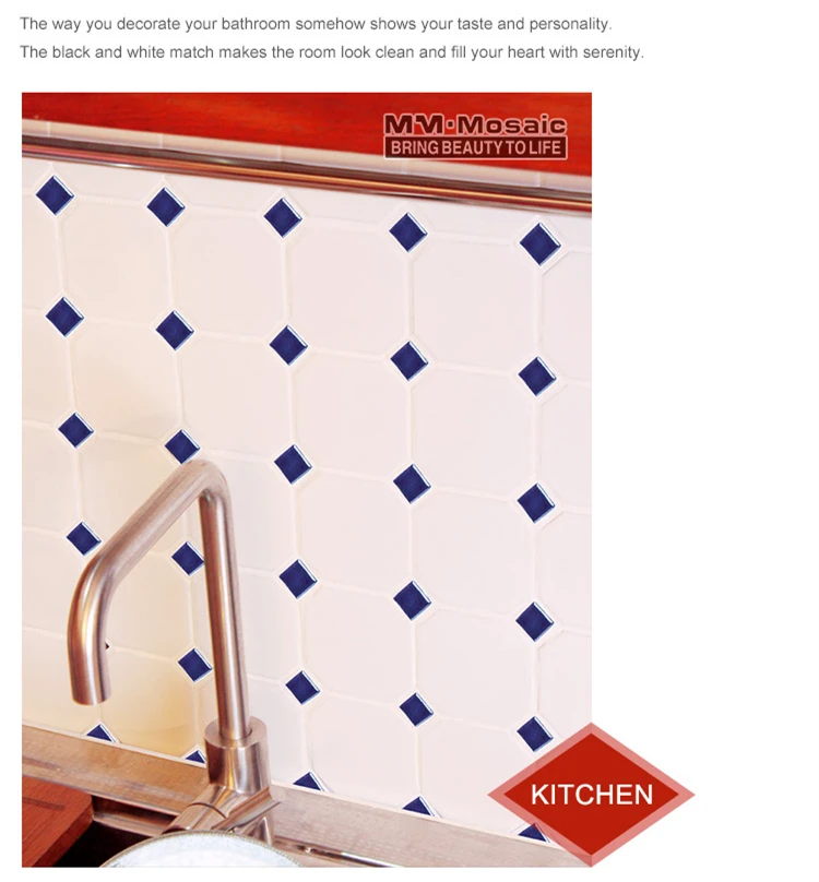 Blue Dot White Ceramic Mosaic Tile for Interior Design