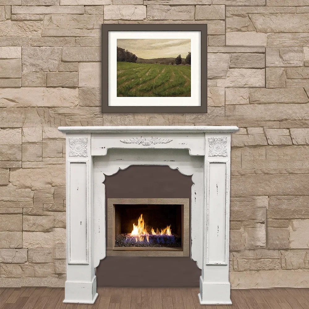 Shabby Chic Antique Vintage Decorative Wood Small Mini Fireplace Indoor ...