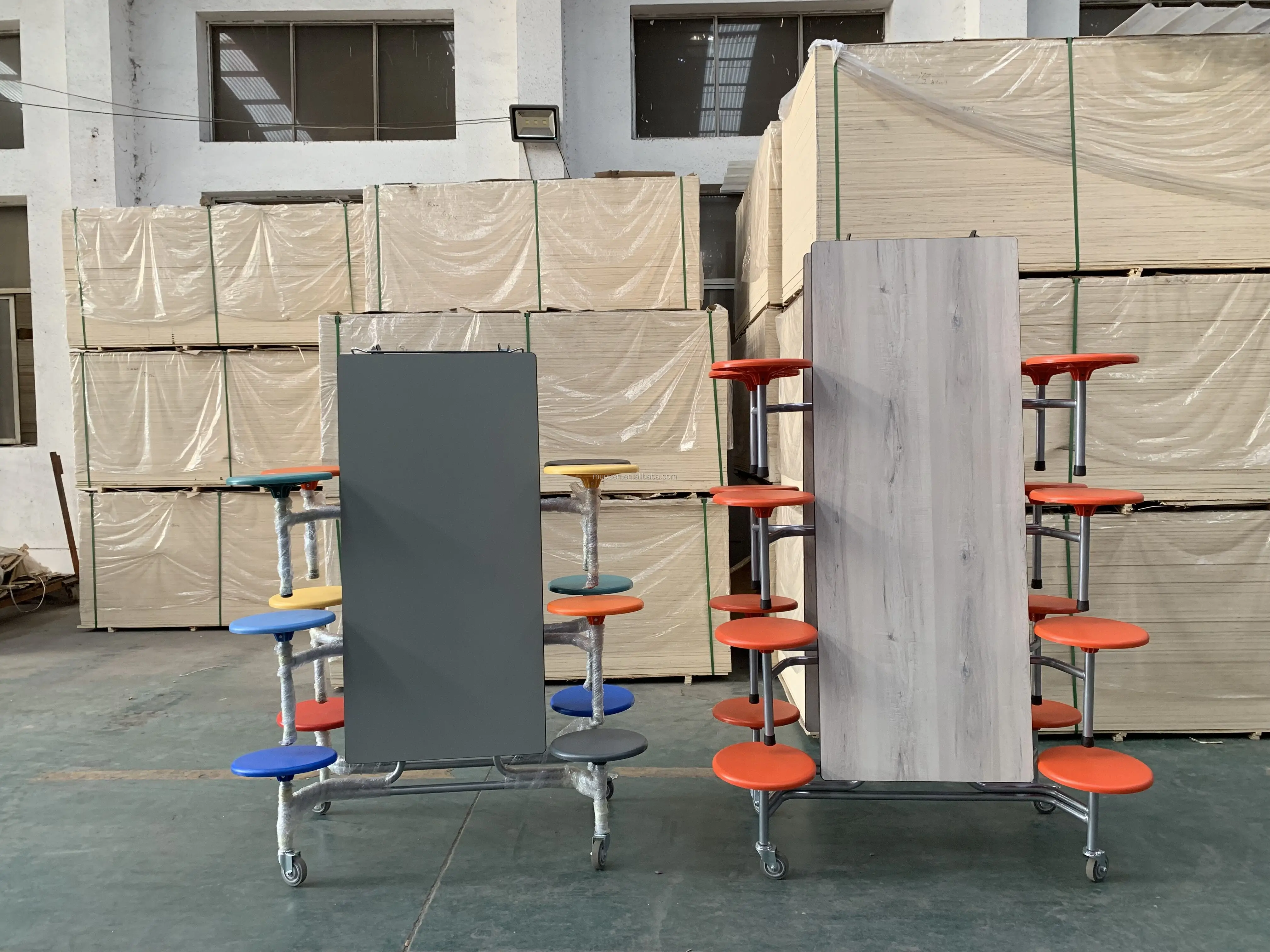 12 Stools Mobile Folding School Canteen Table & Chair