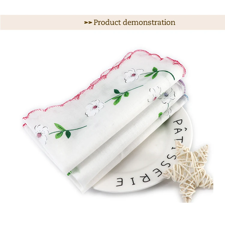 Custom Hanky Floral Printed Cotton Perfumed Handkerchief With Scallop ...