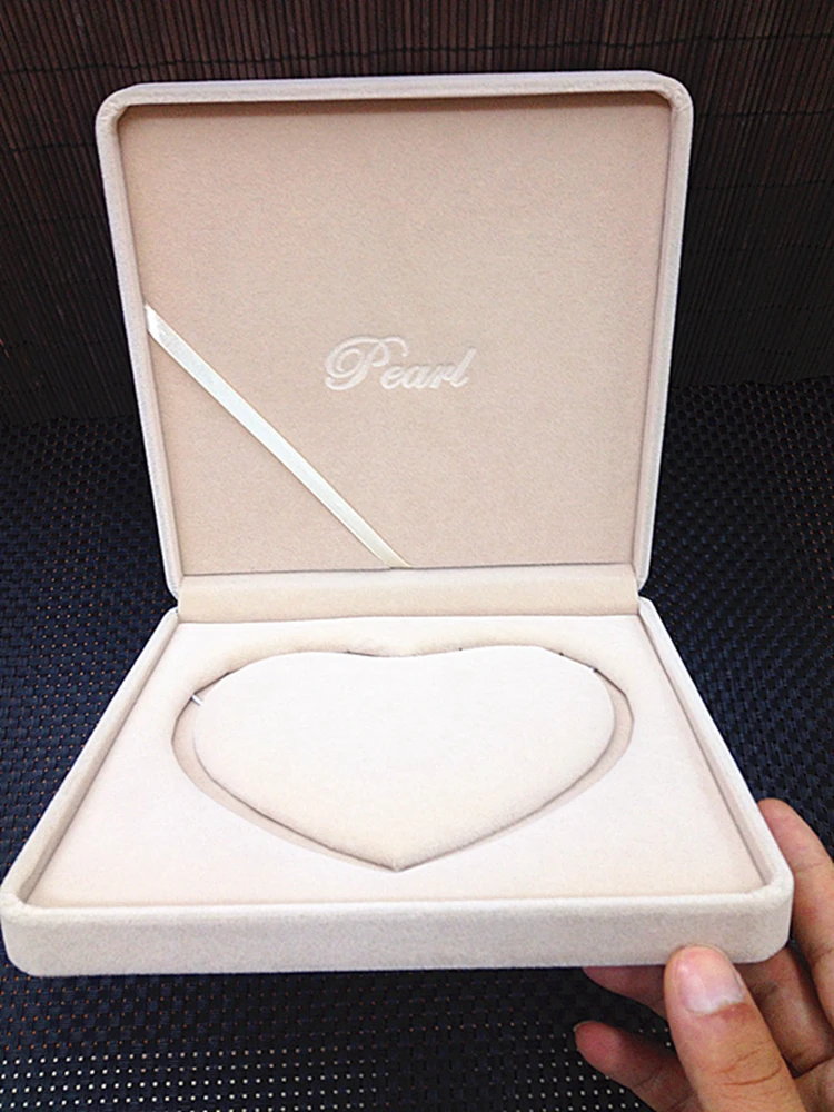 Komengo Pearl Mother Packaging Velvet Necklace Sets Hearts Jewelry Box