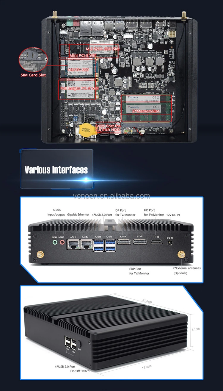 Intel Nuc 8th Gen Core I5 8250u I7 8550u Aluminum Case Barebone System Mini Pc With 4gb Ram ...