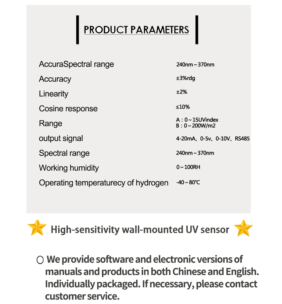 Wall Mount Ultraviolet Sensor Uv Sensor Illumination Intensity Uv Rays ...