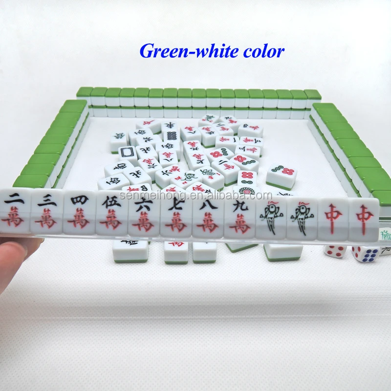 White 20mm Mini Chinese Mahjong Tiles Set for Gathering Party Game