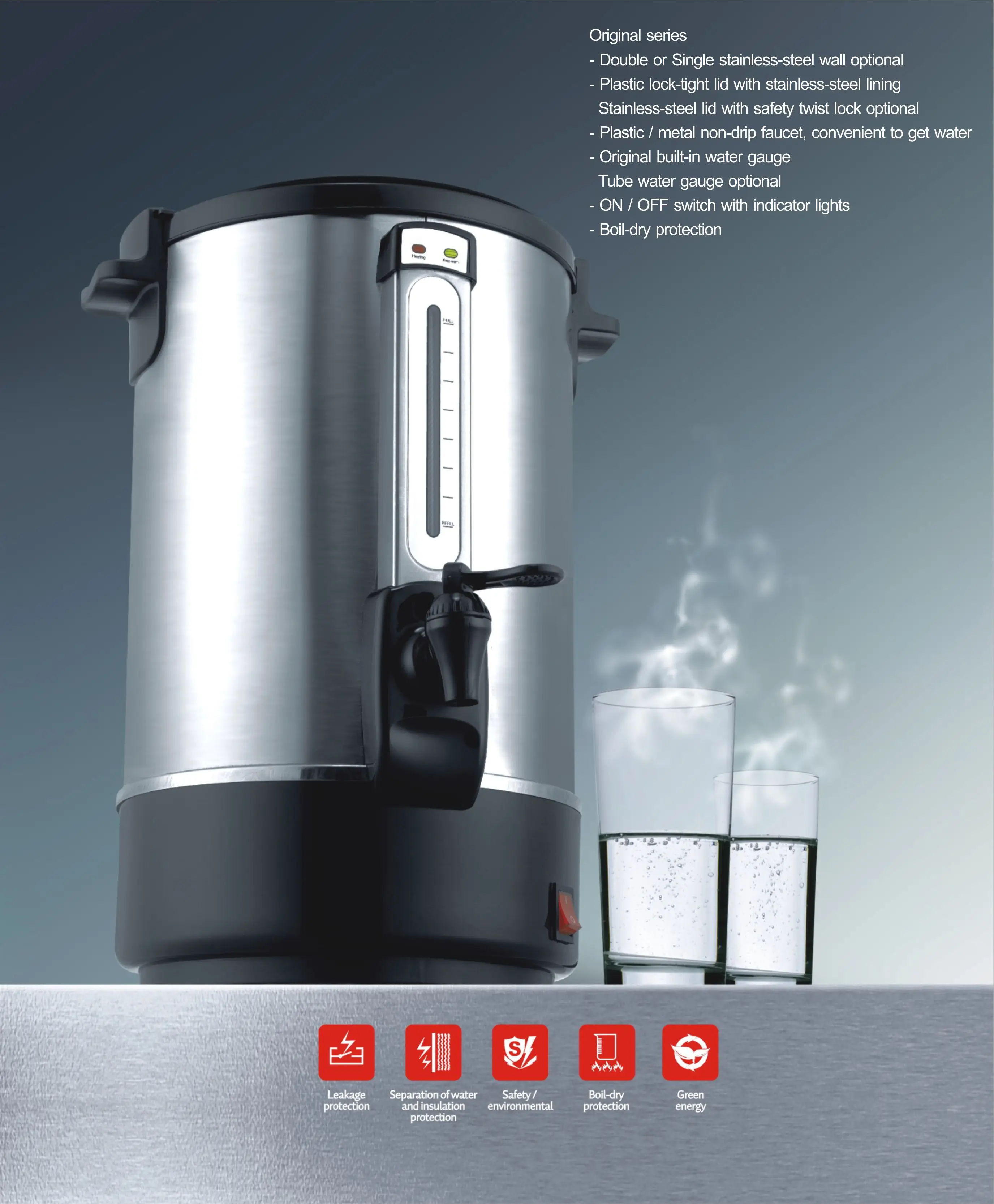 6 Liter Stainless Steel Double Layer Water Boiler - GUIBAO
