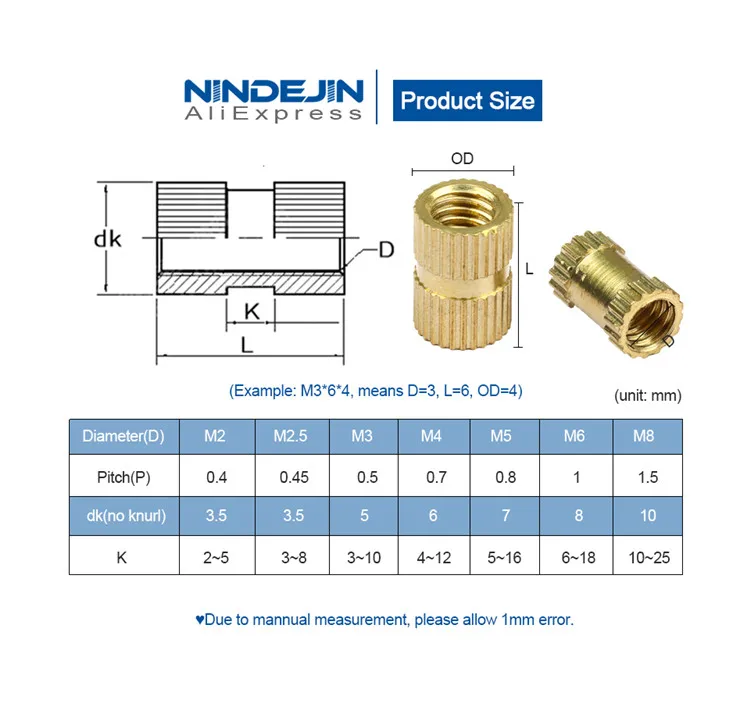 Brass Insert Nut M2-M6 for 3D Print - Durable & Versatile