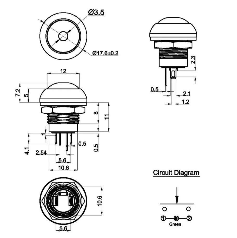 IP67 방수 푸시 버튼 스위치 12mm 차원| Alibaba.com