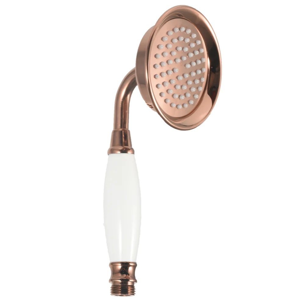 Rose Gold And White Ceramic Handheld Shower Head Bathroom Brass Spa ...