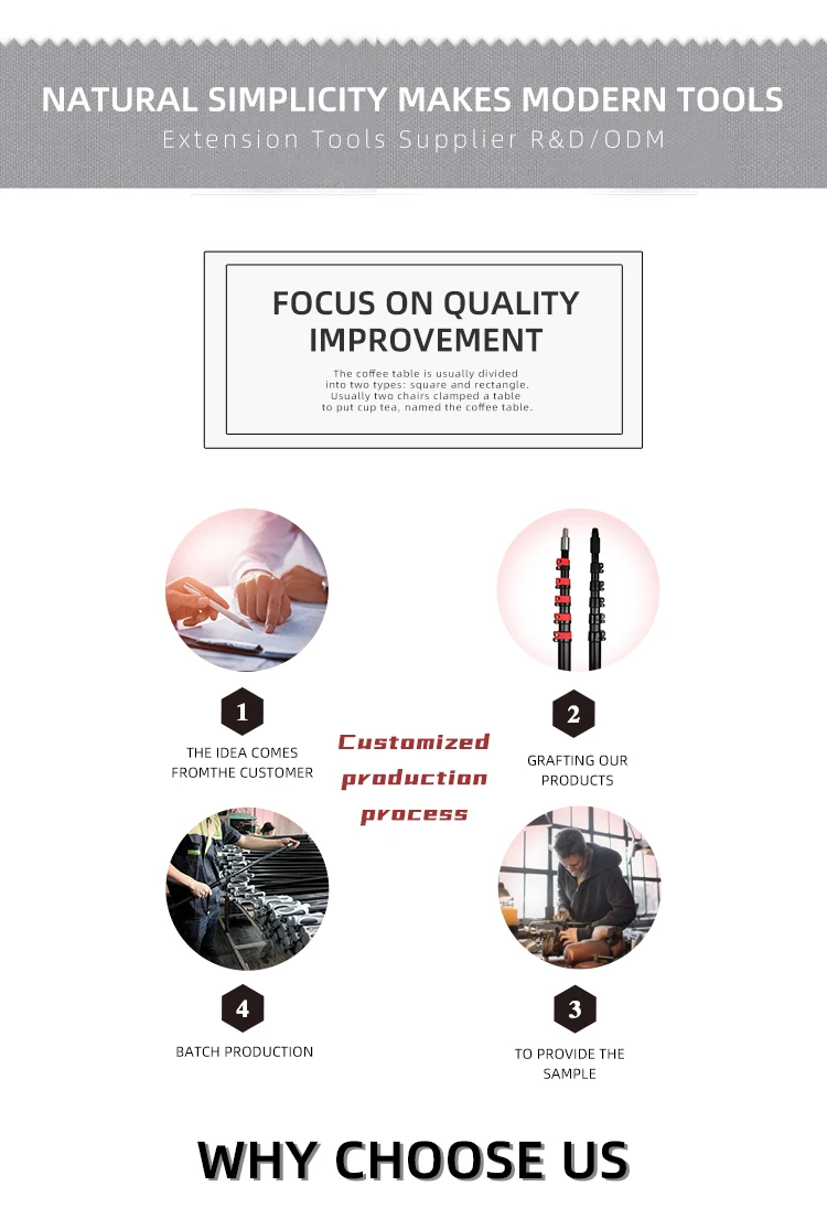 Extentool 8ft Fiberglass/aluminum Push Button Adjustable Pole ...