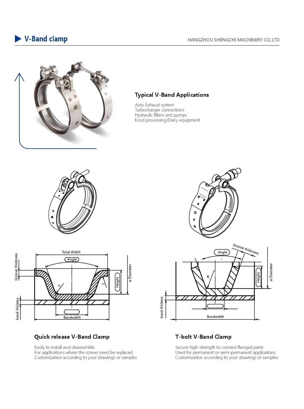 Stainless Steel T Bolt V Band Hose Clamps - Durable & Versatile