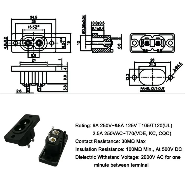 Adapter Iec C7 Power Cord Pcb Type 110v Plug 2 Male Inlet Socket - Buy ...