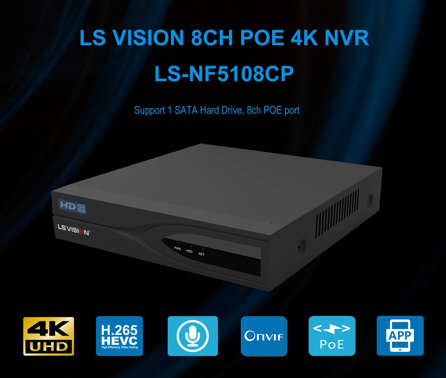 LS VISION 8CH 4K NVR with Embedded Linux - 3MP to 8MP Cameras