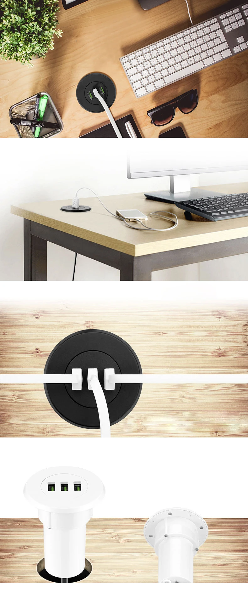 Home Furniture Desk Embedded Usb Charger 3 Usb Charging Port Round Sofa ...