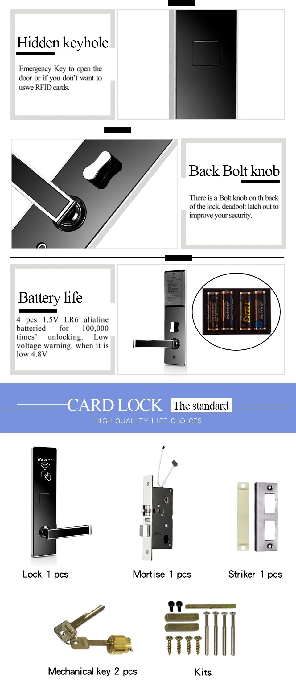 Rfid Keyless Hotel Card Reader Door Lock For Hotel Lock System - Buy ...