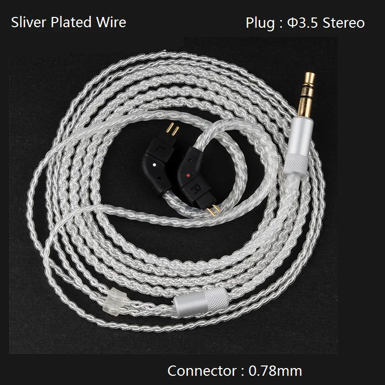 Replacement 3.5mm Stereo Twisted 0.78mm Double Pin Headphone Cable ...