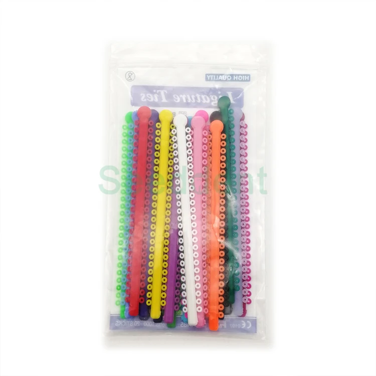 48 Colors Plastic Dental Orthodontic Elastic Long Type Ligature Tie ...