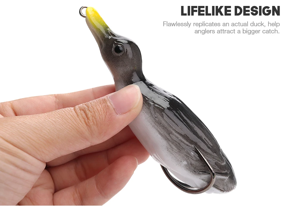 Soft Plastic Fishing Lures New 3d Topwater Artificial Soft Duck Fishing ...