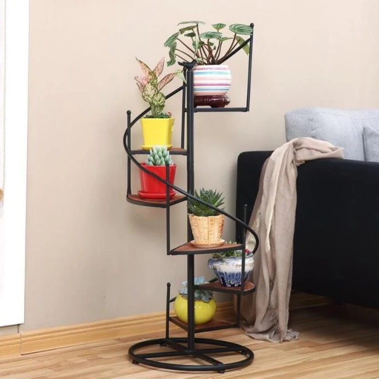 Wrought Iron Flower Stand Multi-layer Floor-standing Rotating Plant ...