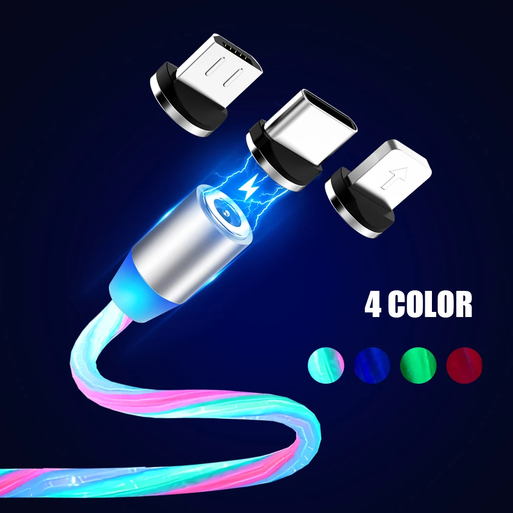Led Light Magnetic Charger Cable 3 In 1 Magnetic Charging Cable Phone ...