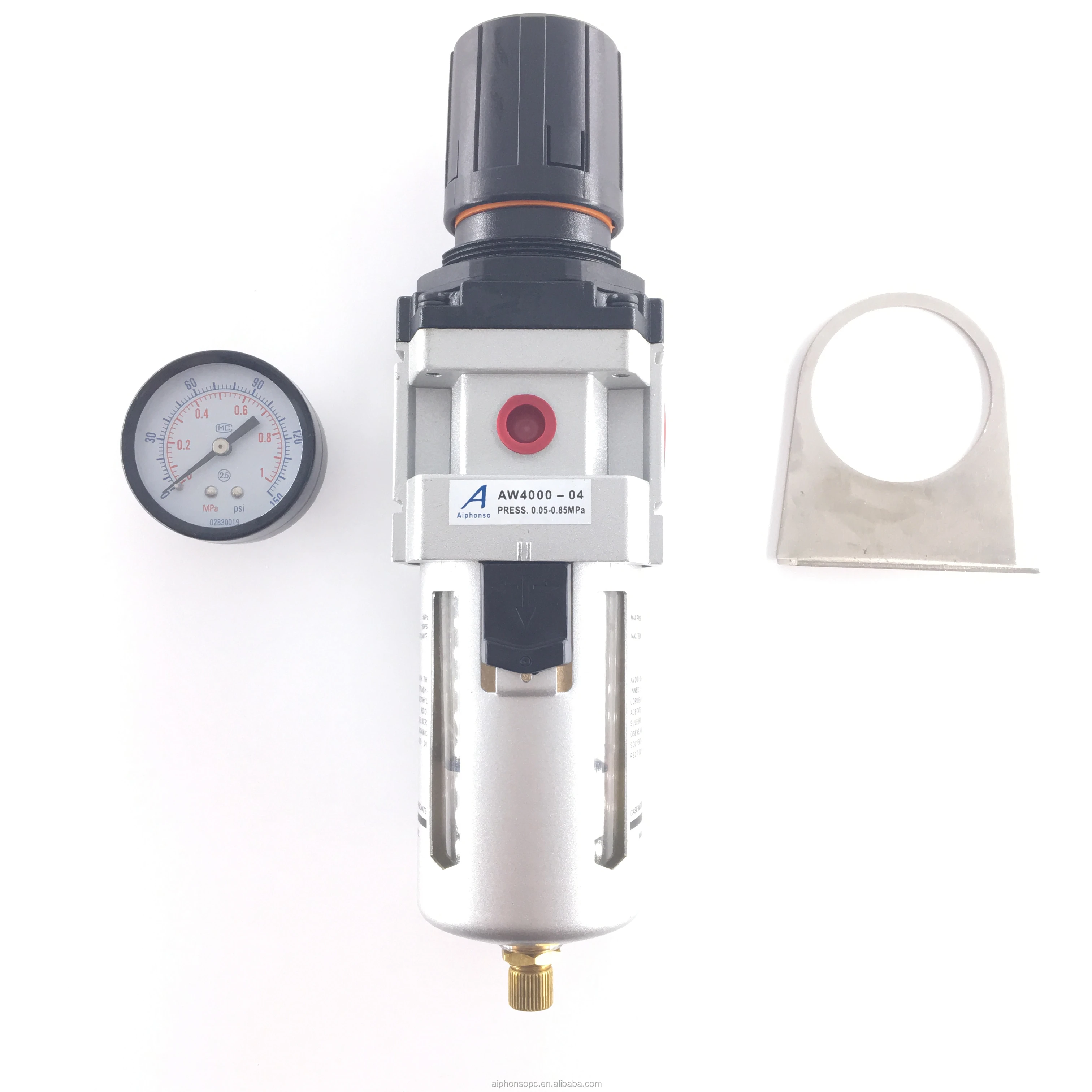 Smc Type Aw4000-04 1/2 Inch Port Size Air Pressure Regulator & Air ...