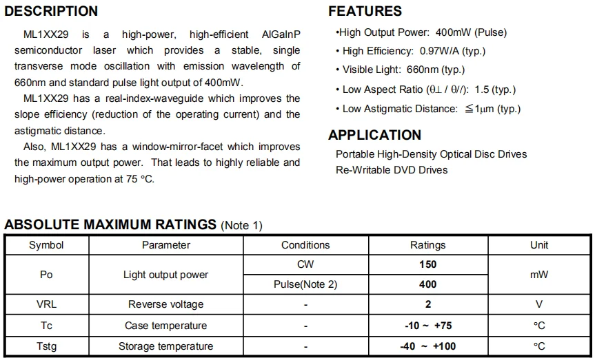 3.8毫米直径 660nm 150mw 三菱激光二极管 Ml1xx29 系列 Ml101u29 - Buy 660nm 150mw 激光二极管 ...