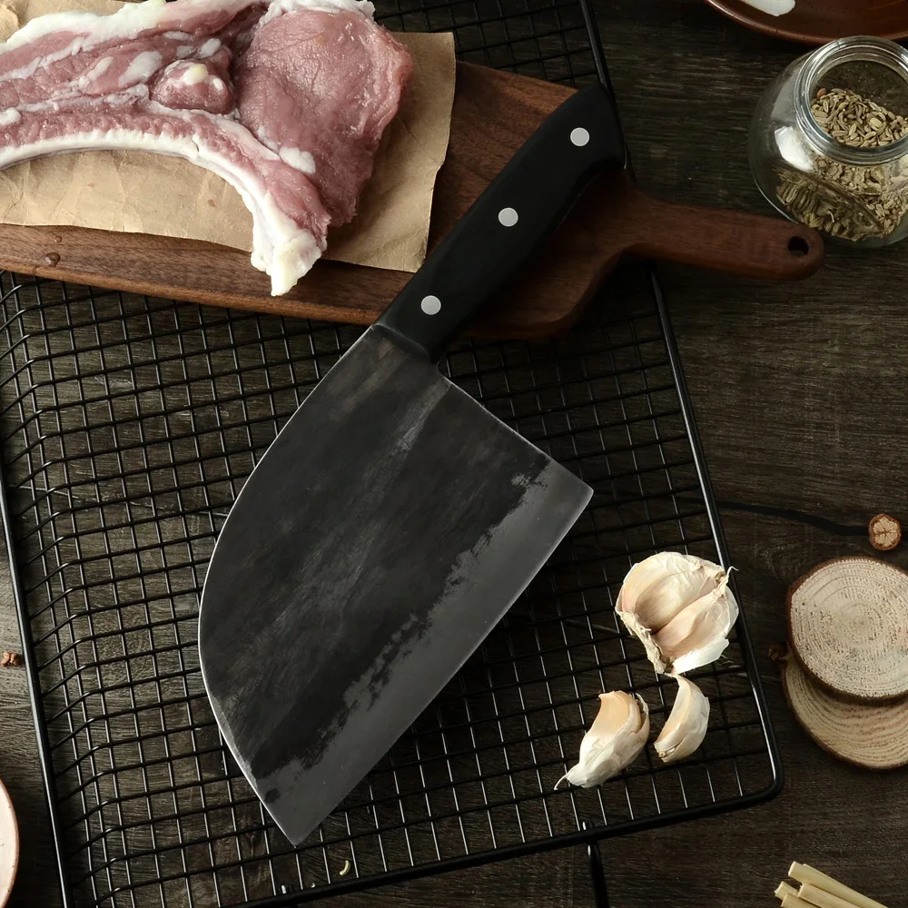 Full Tang Chef Knife Handmade Forged High-carbon Clad Steel Kitchen ...