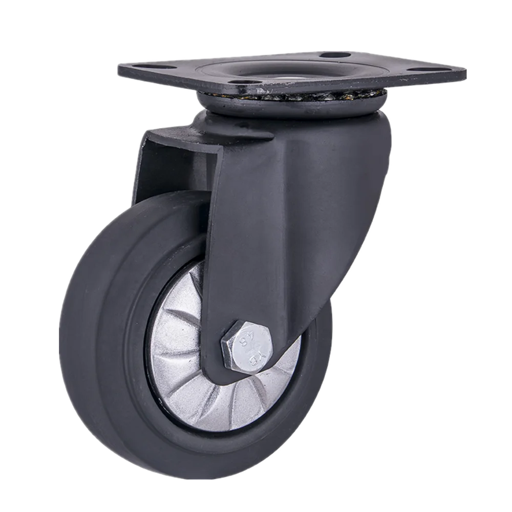 1.5 Inch Caster Wheel Threaded Stem Nut Swivel Rubber M8 Thread Screw ...