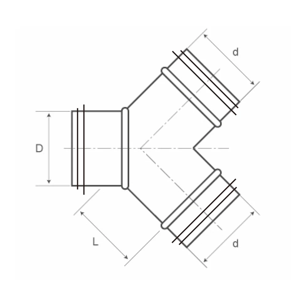 2020 New Metal 45 Degree Y Branch Duct Joint Y-pieces Of Ventilation ...