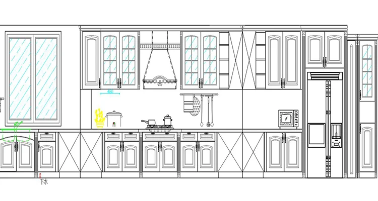 U Shape Horseshoe Layout Solid Wood Kitchen Cabinets