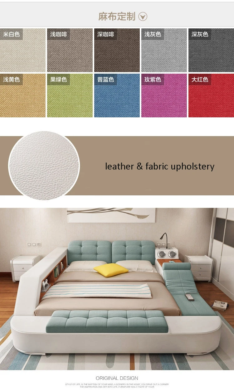 Modern Multi Purpose Bed Bedroom Furniture King Size Fabric Massage Bed ...
