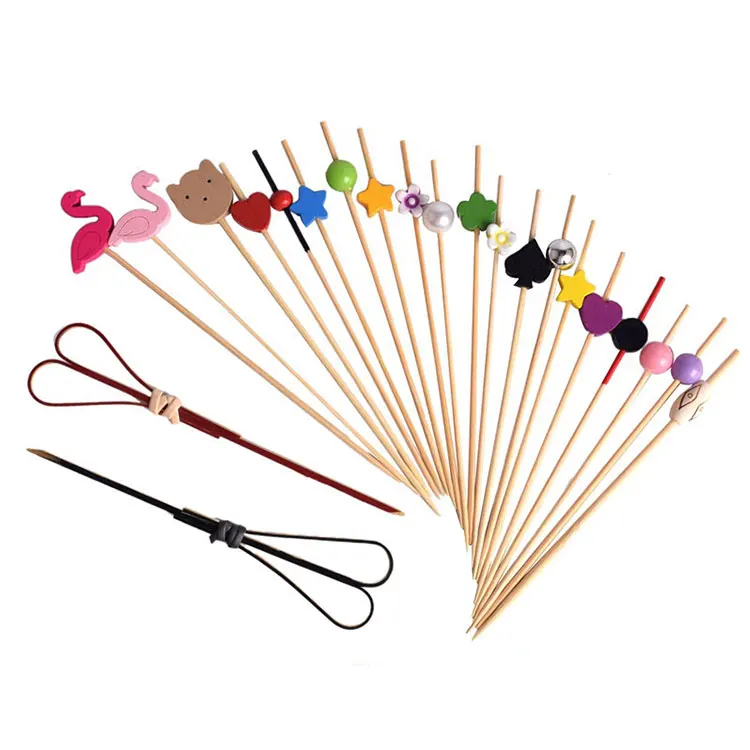 Food Safe Colored Drawing Pearl Bamboo Bamboo Fancy Cocktail Sticks ...