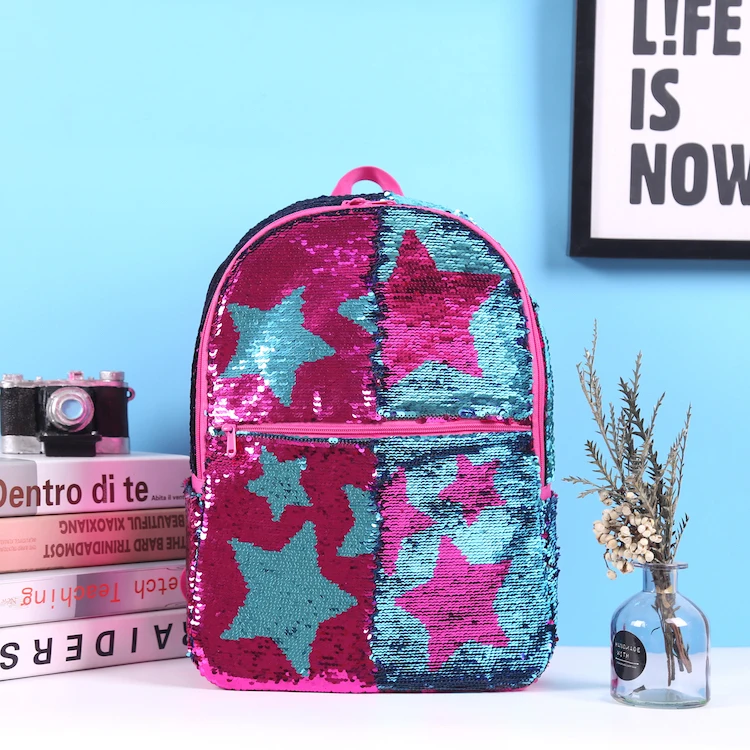 Reversible Sequins Star Backpack For Students Magic Glitter Mermaid ...