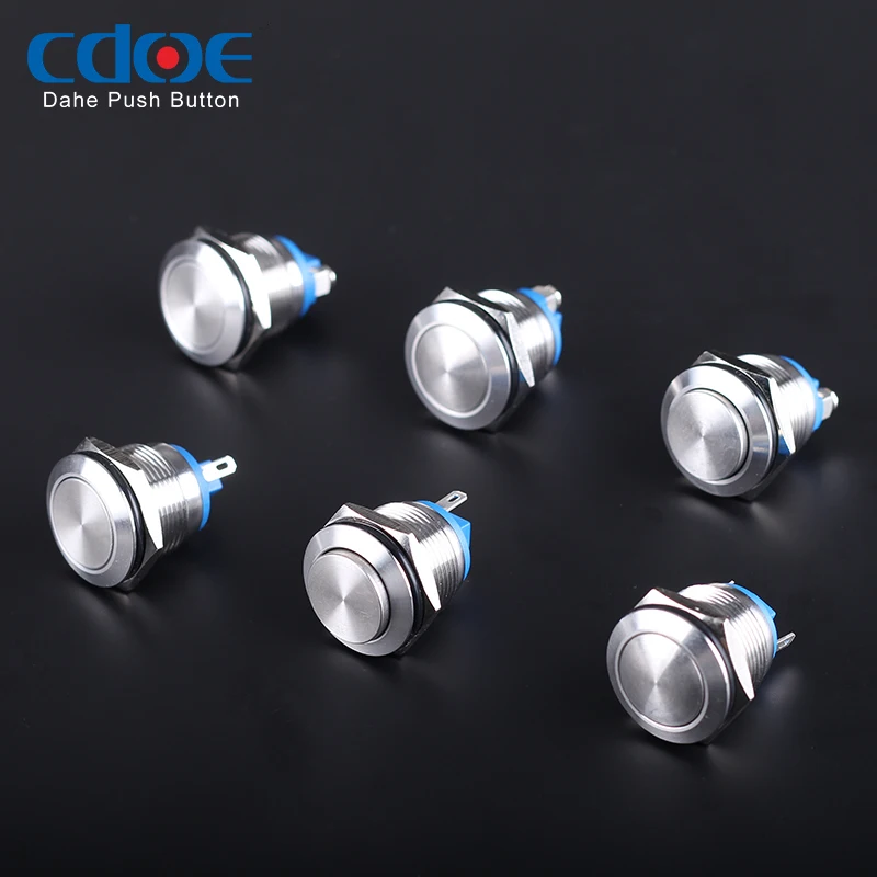 Flat Round 19mm Waterproof Reset Metal Push Button Vandal Resistant ...