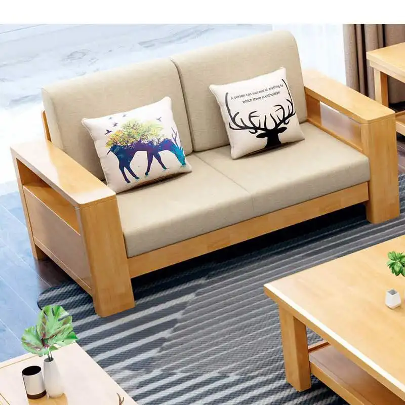Modern Chinese Luxury Solid Wood Sofa Set for Living Room