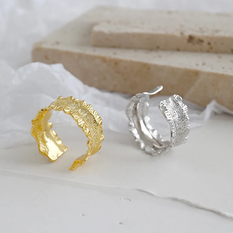 New Arrival Simple Gold Plated Wavy Ring Original Irregular Wavy Open ...