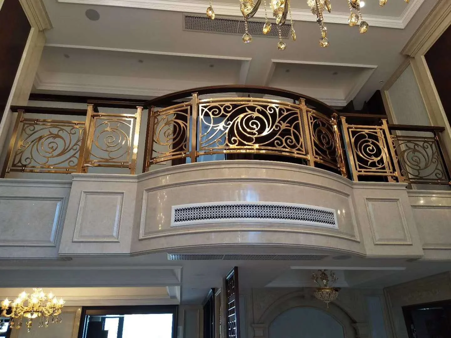 Modern Gold Indoor Metal Aluminum Stair Railings Design