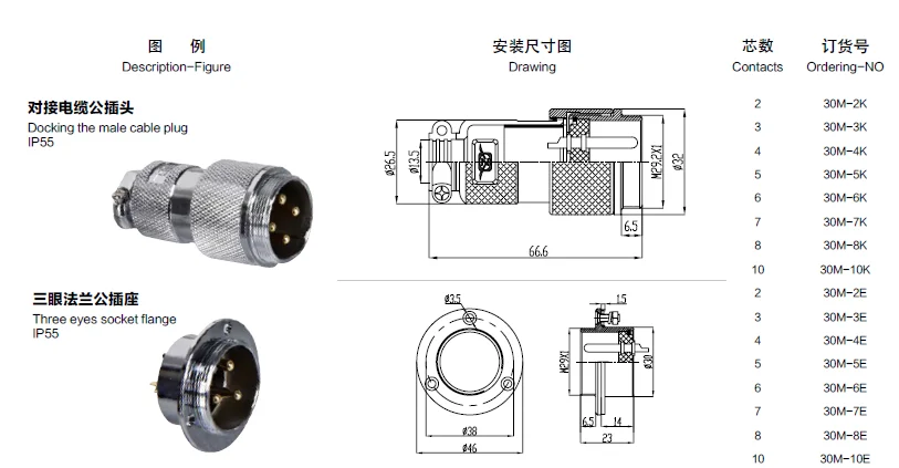 Factory High Quality M30 Gx30 Female 5 Pin Electronic Circular Connector - Buy M30 Female ...