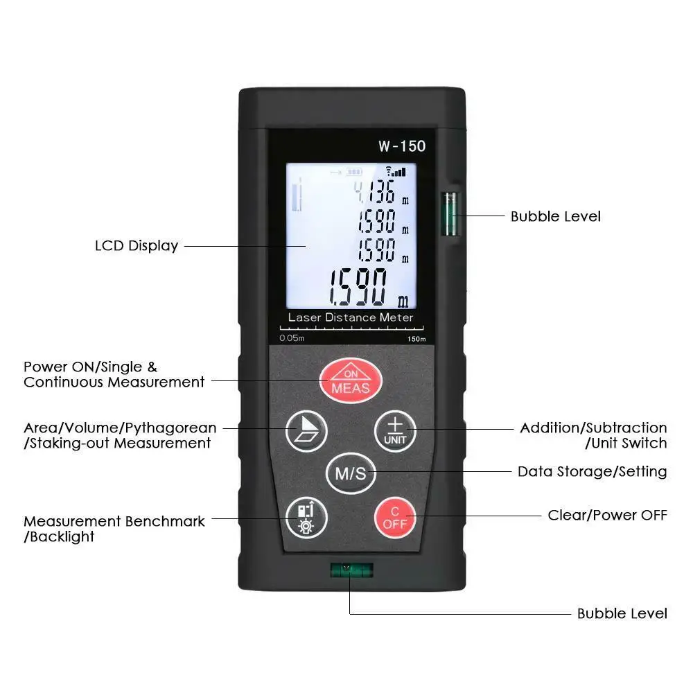 150M Handheld Digital Laser Distance Meter - Precise Measurement