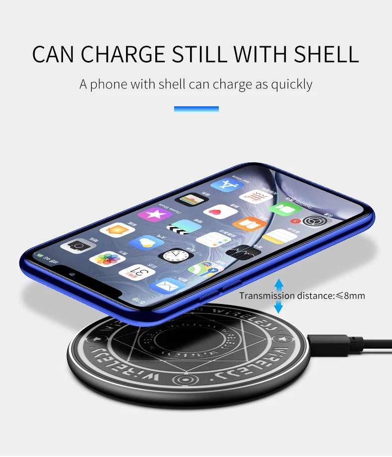 Weluv Magic Circle Wireless Charger Led Light Pad Qi Charging 10w Fast ...
