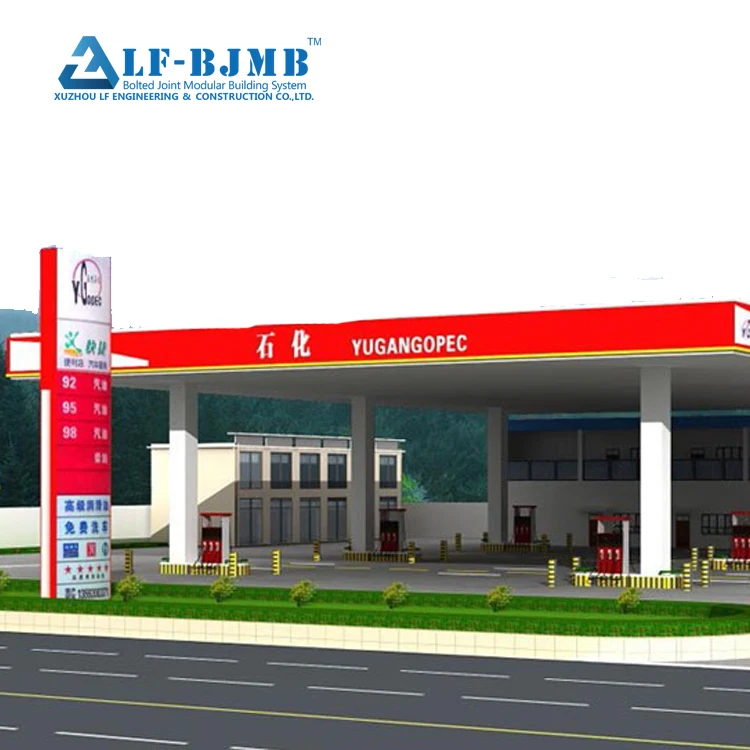 LF OEM Prefabricated Construction Roof Gas Filling Station Canopy