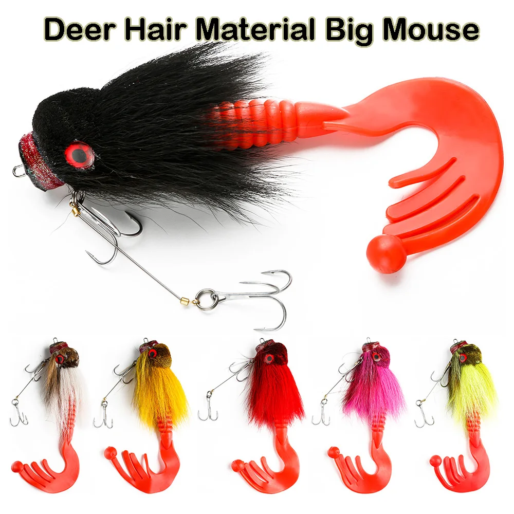 JOHNCOO Big Miuras Mouse Fishing Lure - 22CM 85G Soft Deer Hair Bait ...