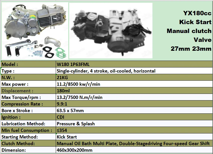 Yinxiang 180cc Engine for Dirt Pit Monkey Bike DAX Motorcycle