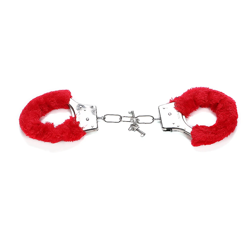 Stainless Steel Plush Metal Handcuffs for BDSM Games