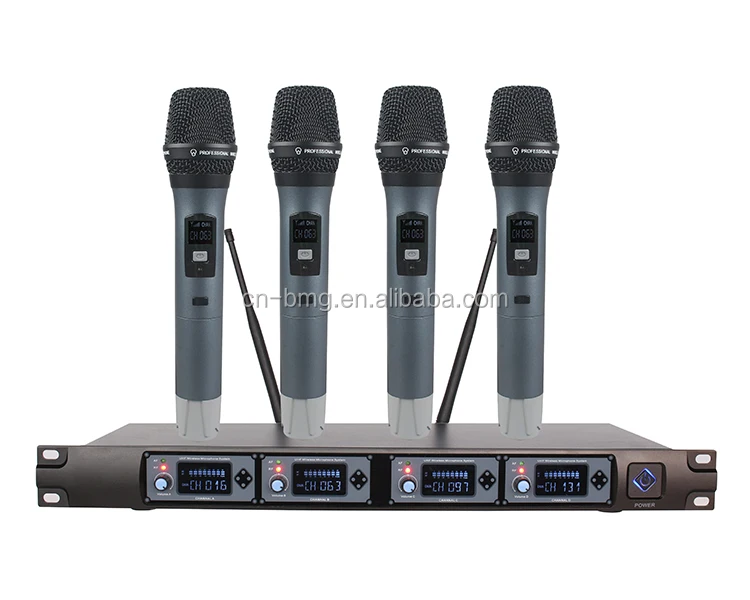 Bmg Best 4 Channel Wireless Microphone Mic Cordless 4 Headset Handheld ...