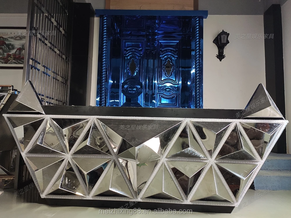 Products Wood Counter With Stainless Steel Special Design Led Dj Table ...