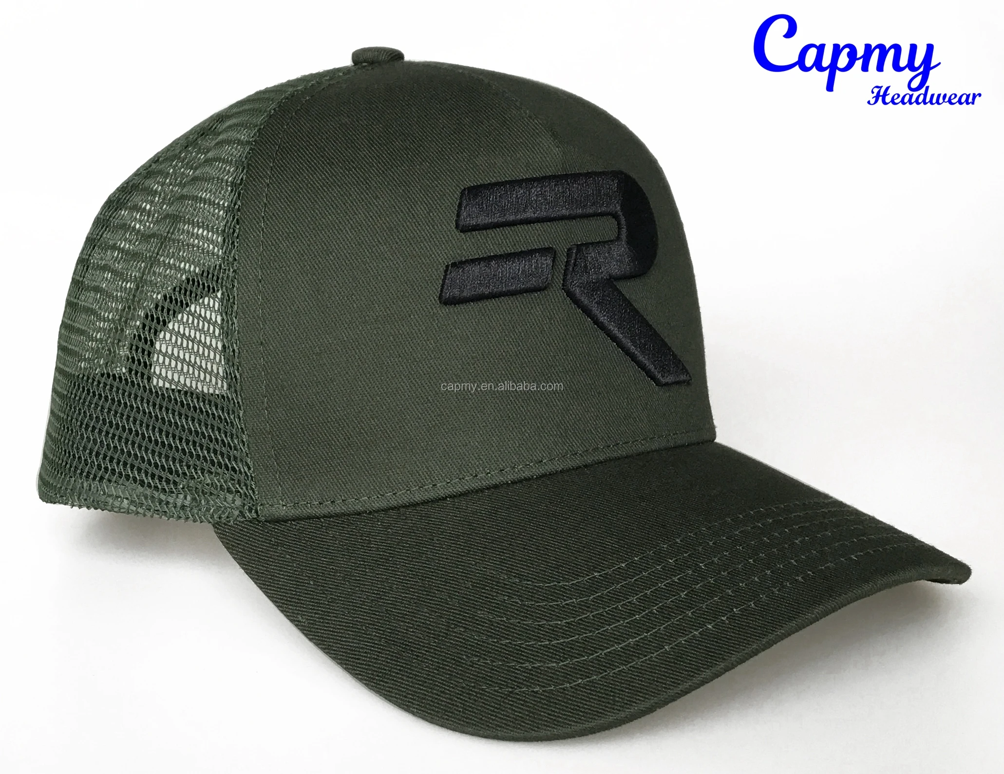Custom A Frame Lskd Olive Green 5 Panel Mesh A Frame Hats Caps ...