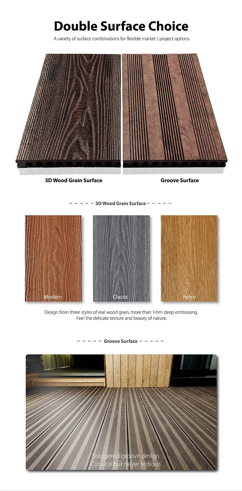 Non-slip WPC Outdoor Composite Stair Treads by COOWIN