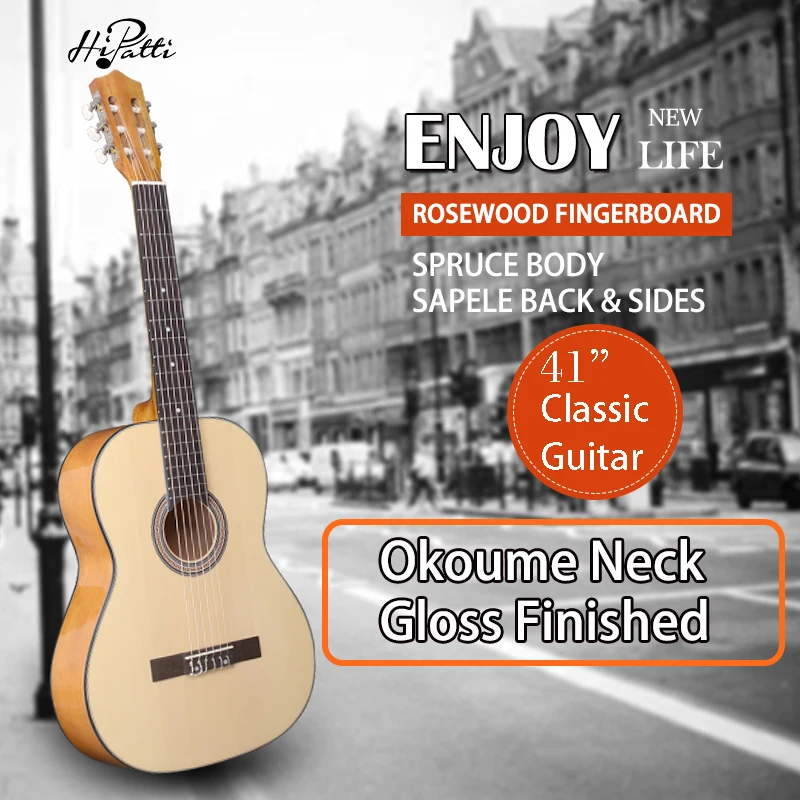 Wholesale 39inch Guitar Classic 4/4 High Gloss Chinese Classical Guitar ...