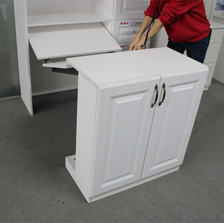 Kav Down Folding Cabinet Table Slide Pull Out & Slide Hidden Kitchen ...