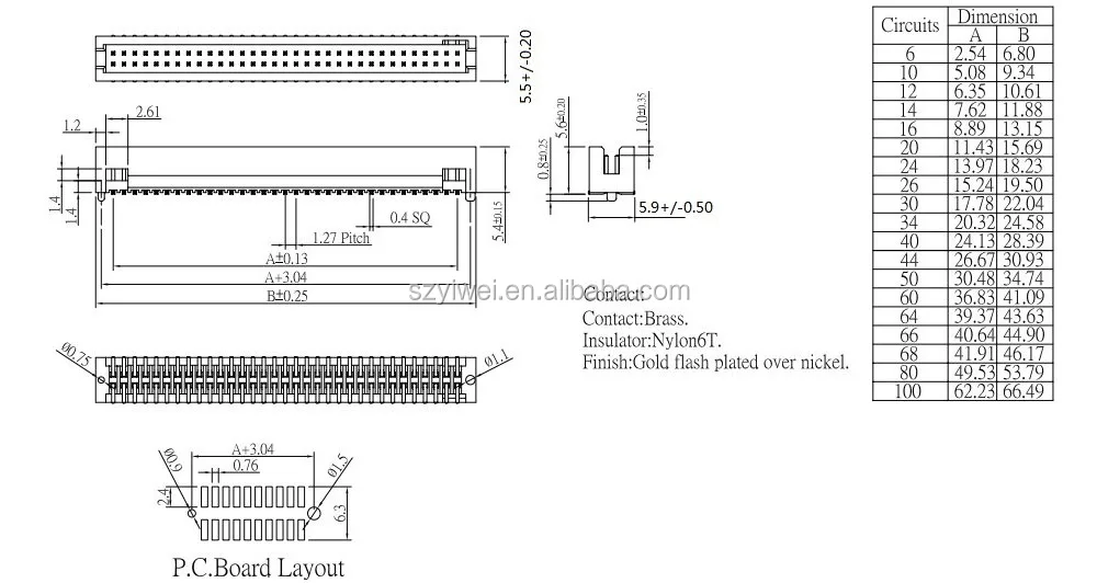 BTB 1.27mm 40 Pin SMT Male Header - Durable Board to Board Connector
